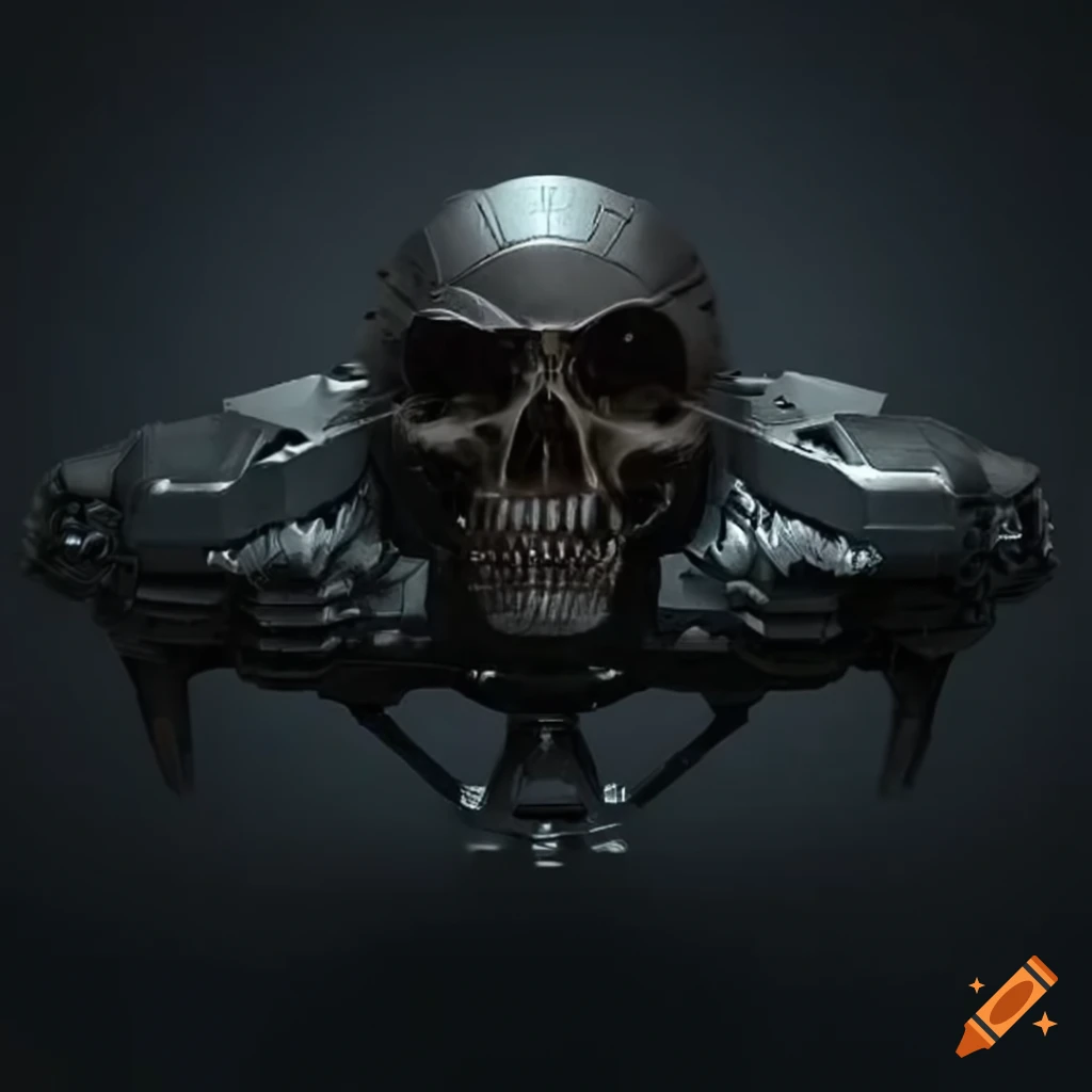 Futuristic spider leg tank with a skull-shaped hull on Craiyon