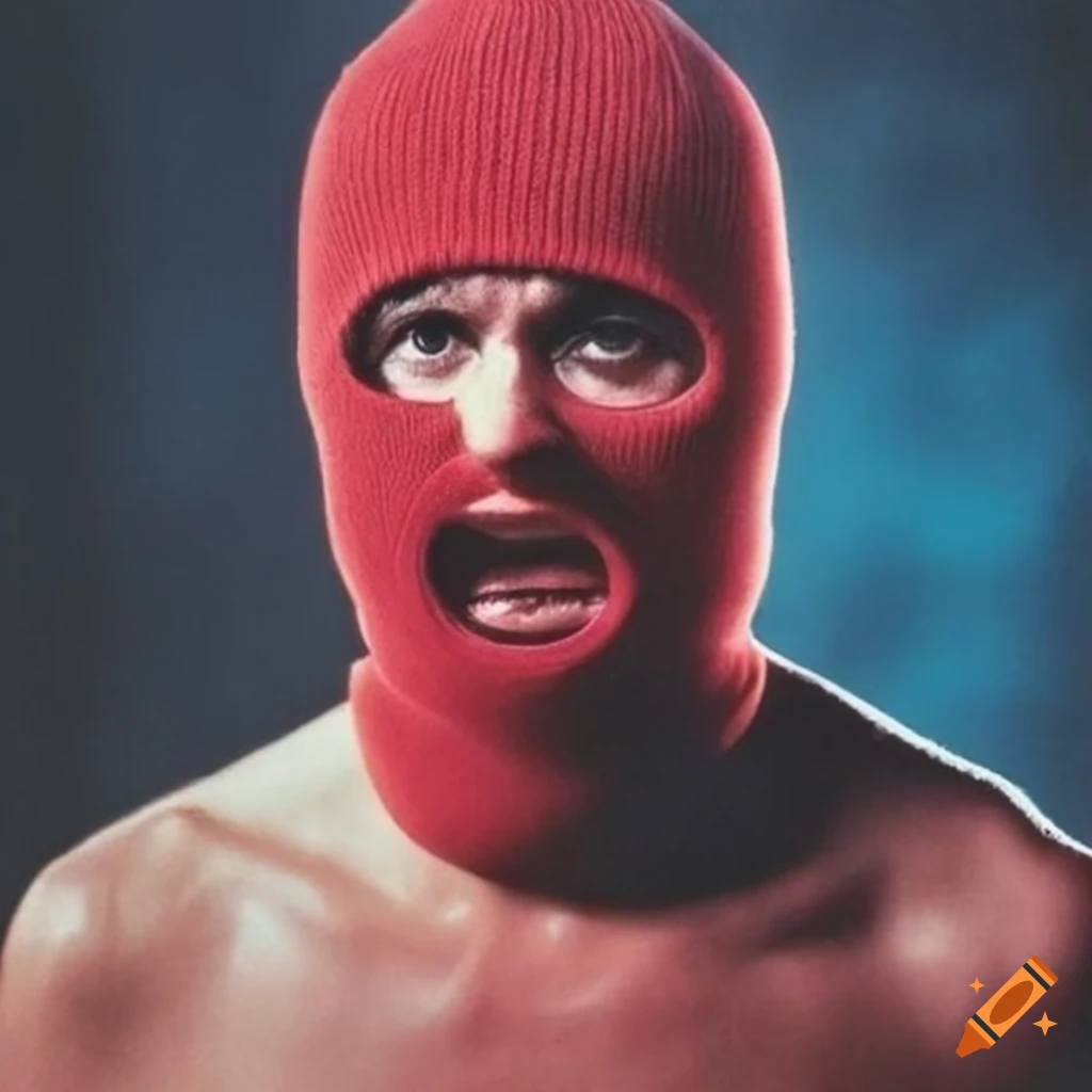 Vintage movie poster of a man wearing a ski mask on Craiyon
