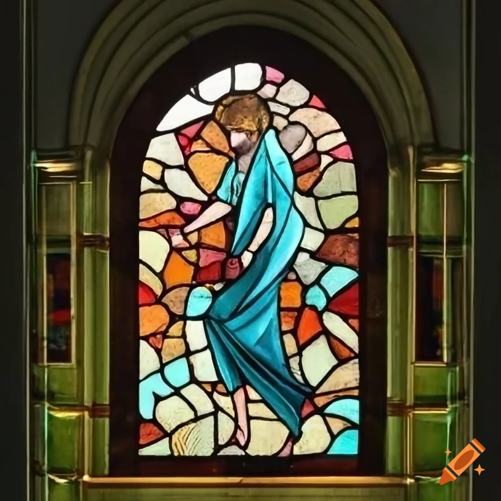 Stained glass artwork of a person on Craiyon
