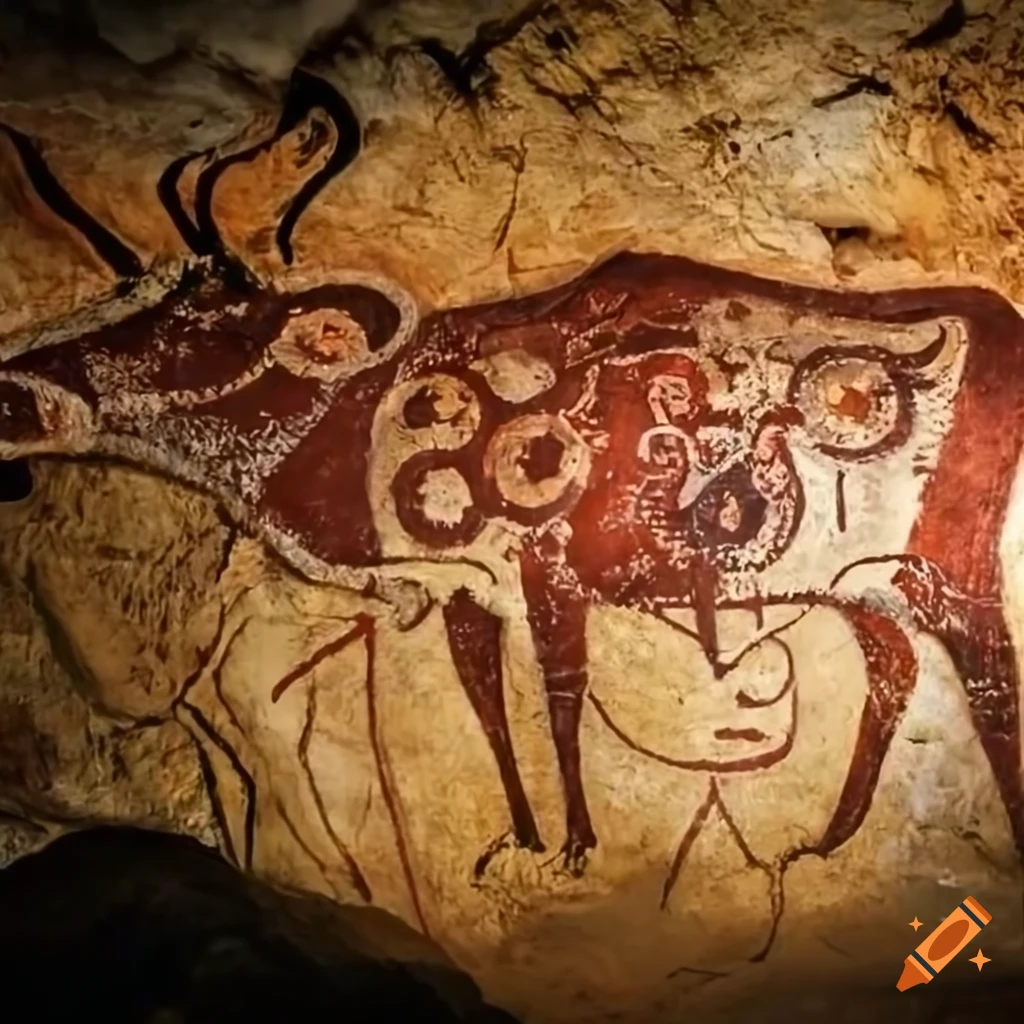 Ancient cave art of cattle in sulawesi on Craiyon