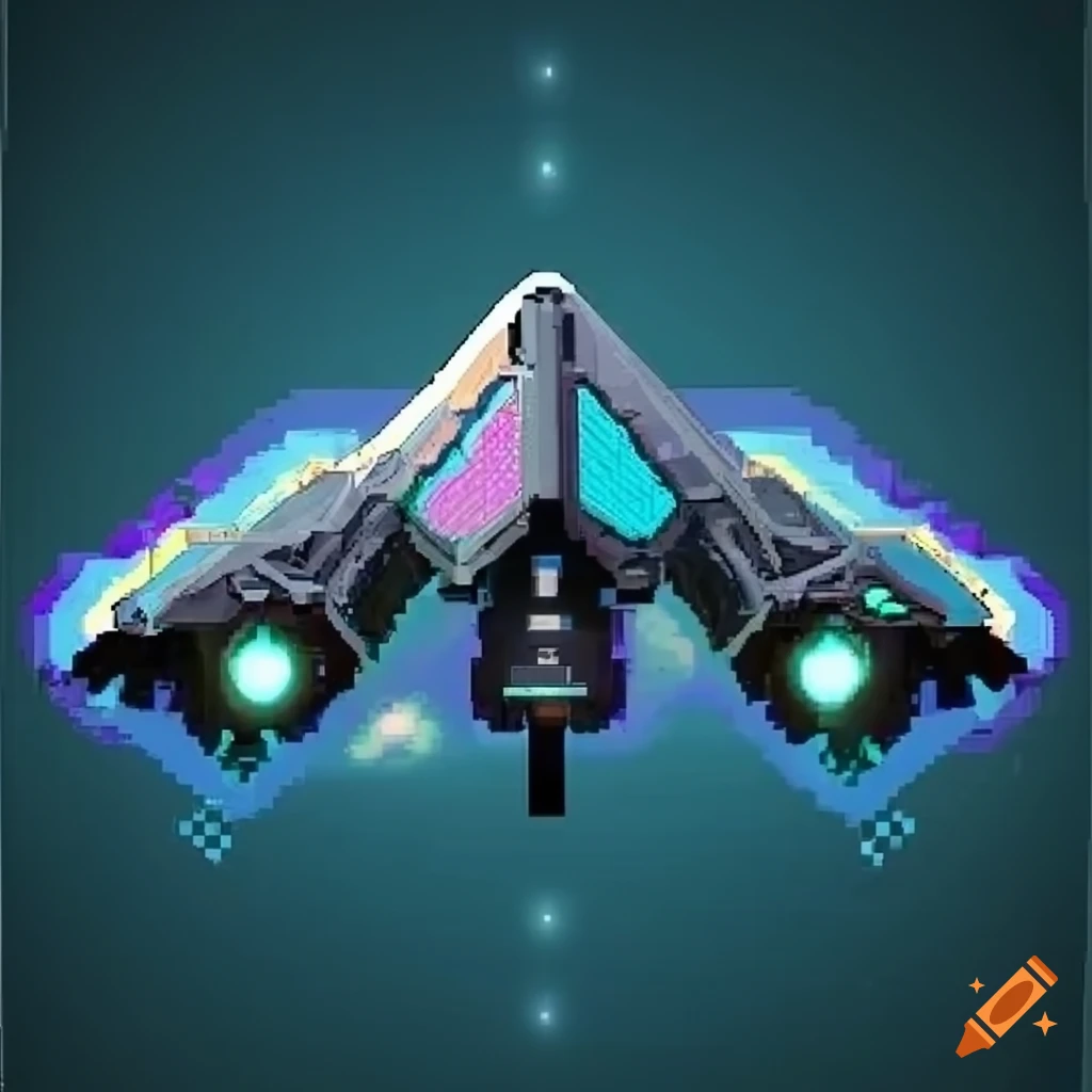 Sleek and futuristic spaceship sprite for 'starlight collector' on Craiyon