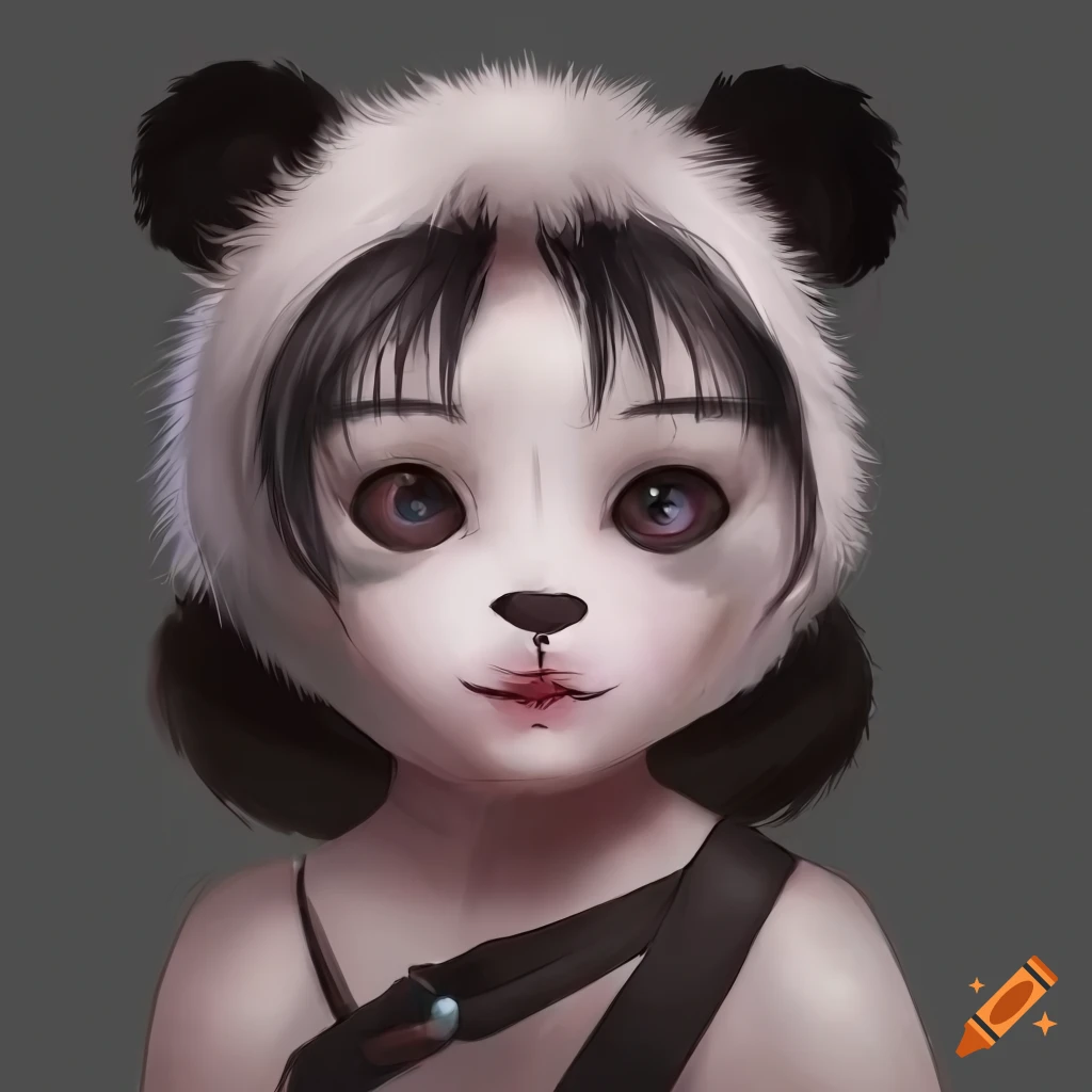 Detailed illustration of a furry panda humanoid on Craiyon