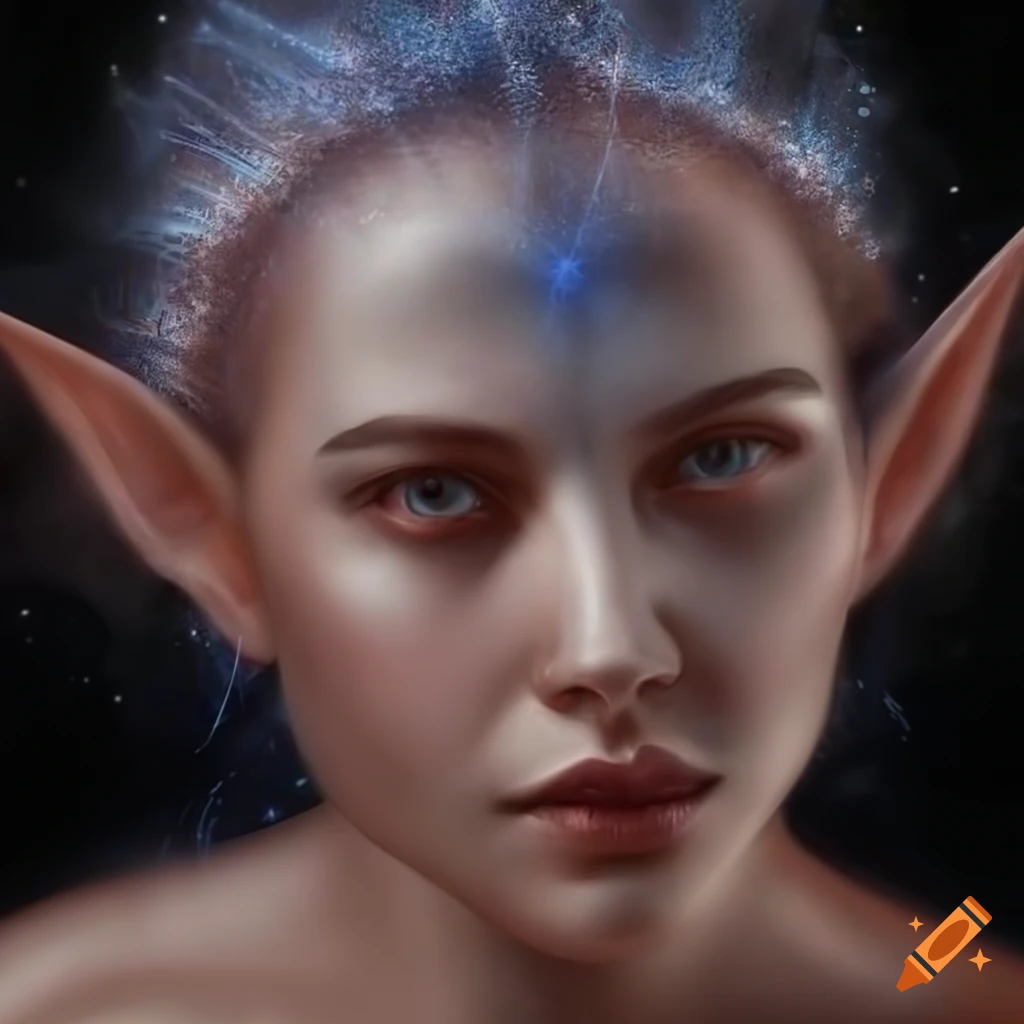 Hyperrealistic portrait of an elf on Craiyon