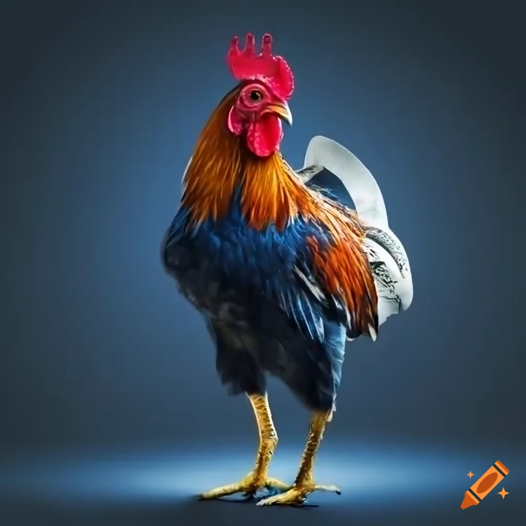 Poster of a rooster with a French flag on its t-shirt and holding a ...