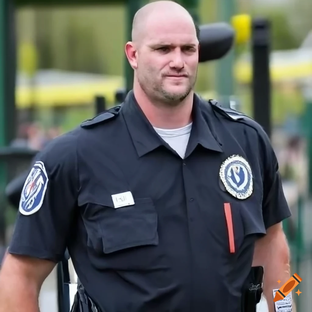 Portrait of Derek Stone, a dedicated male security guard on Craiyon