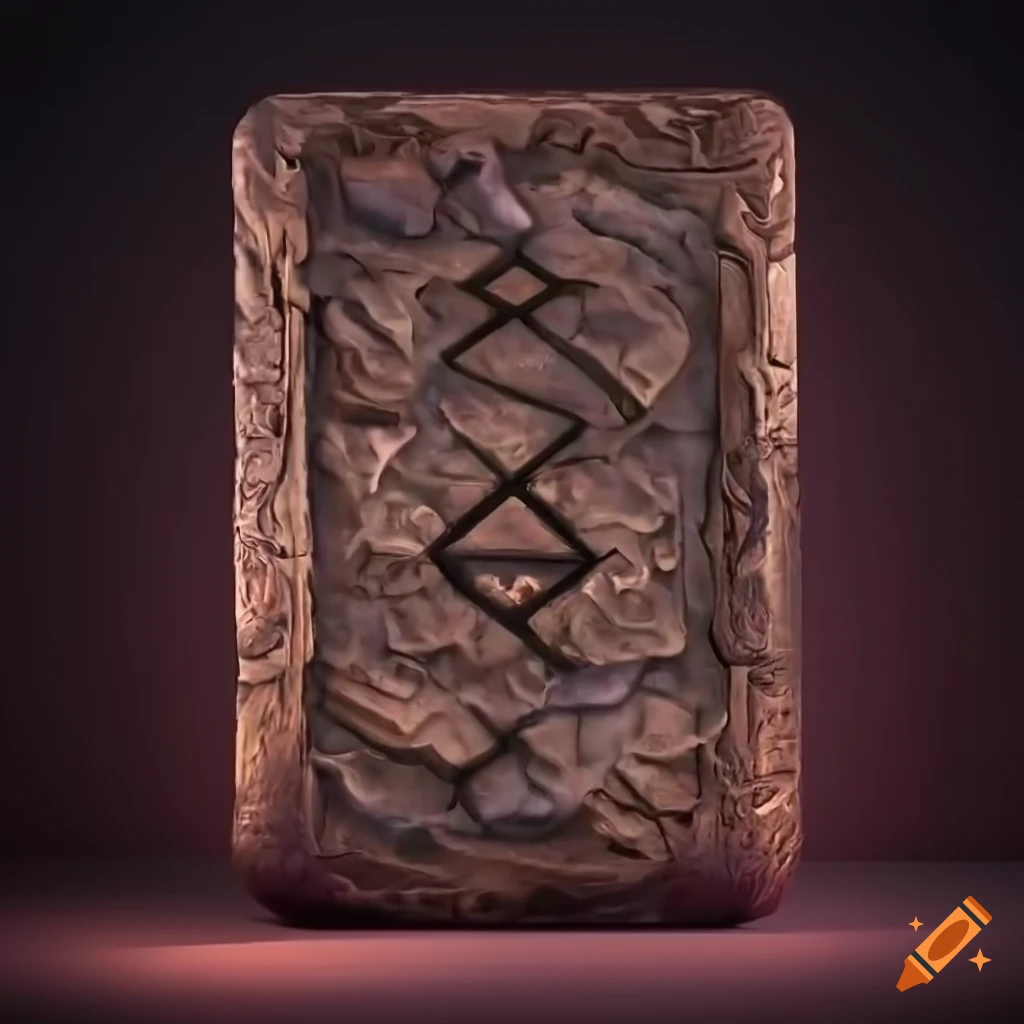 Ancient stone tablet with intricate runes on Craiyon