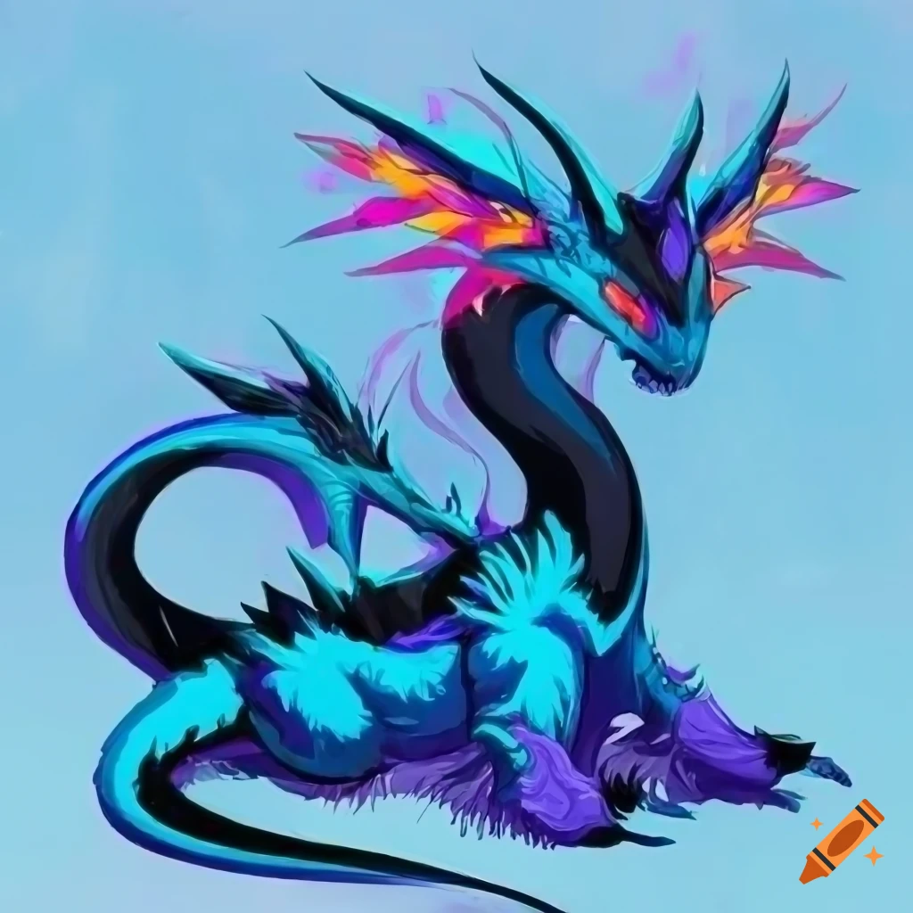 Detailed concept art of a dragon hybrid inspired by Pokemon on Craiyon