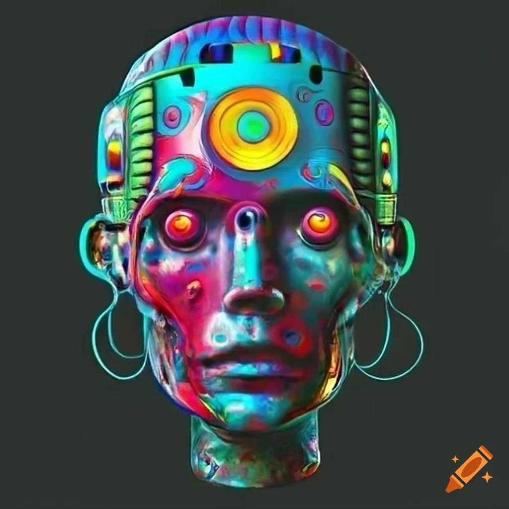 Psychedelic Robot Skull Page 2 | Psychedelic Skull Drawing Vectors
