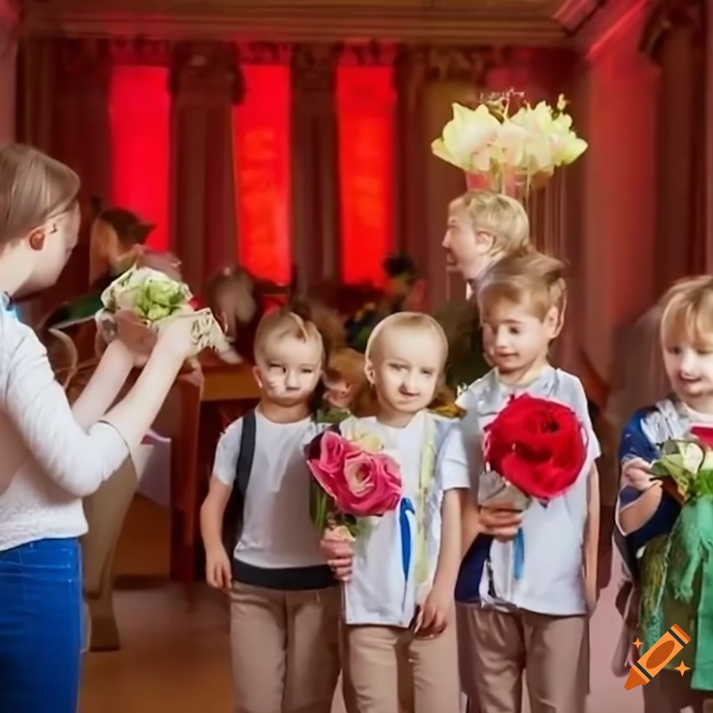Celebration of Knowledge Day in Russia with children and parents on Craiyon