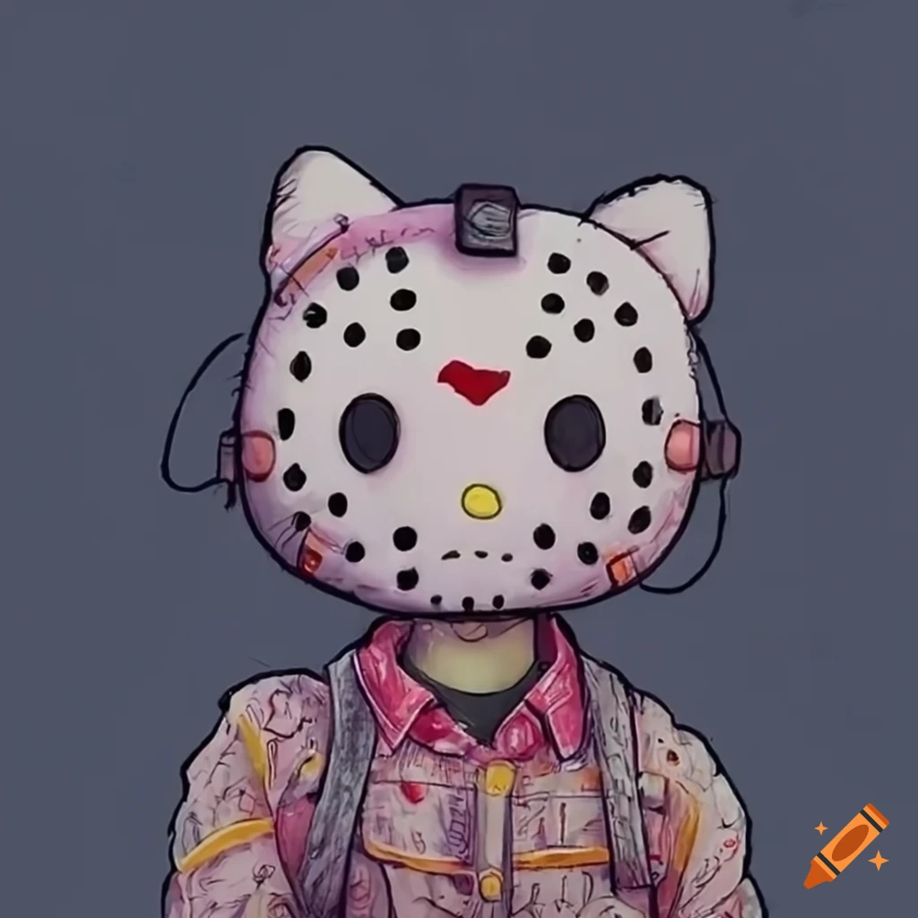 Hello Kitty cosplaying as Jason Voorhees on Craiyon