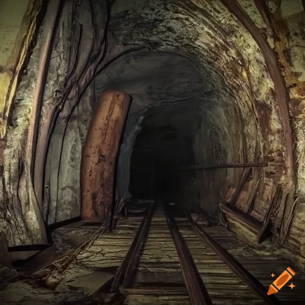 Eerie image of an abandoned mine shaft on Craiyon