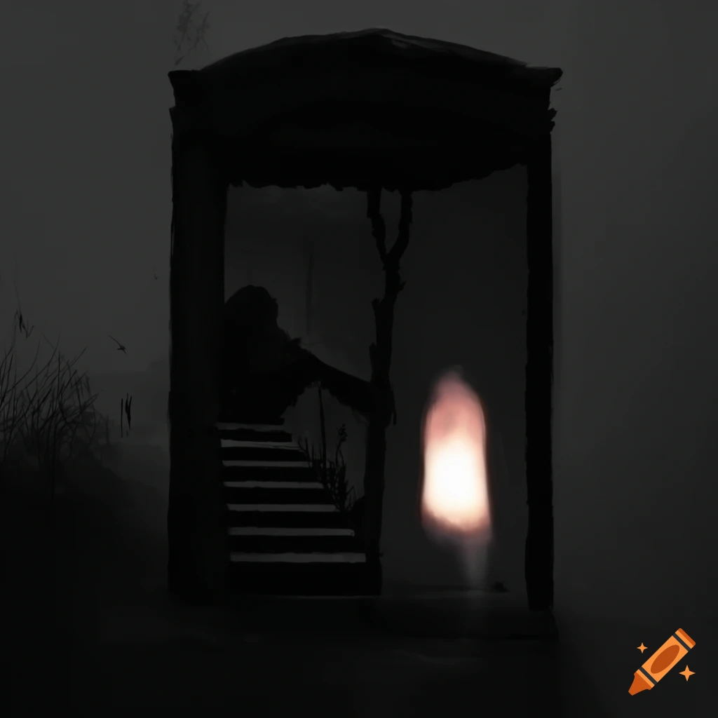 Artistic depiction of a ghostly bus stop on Craiyon