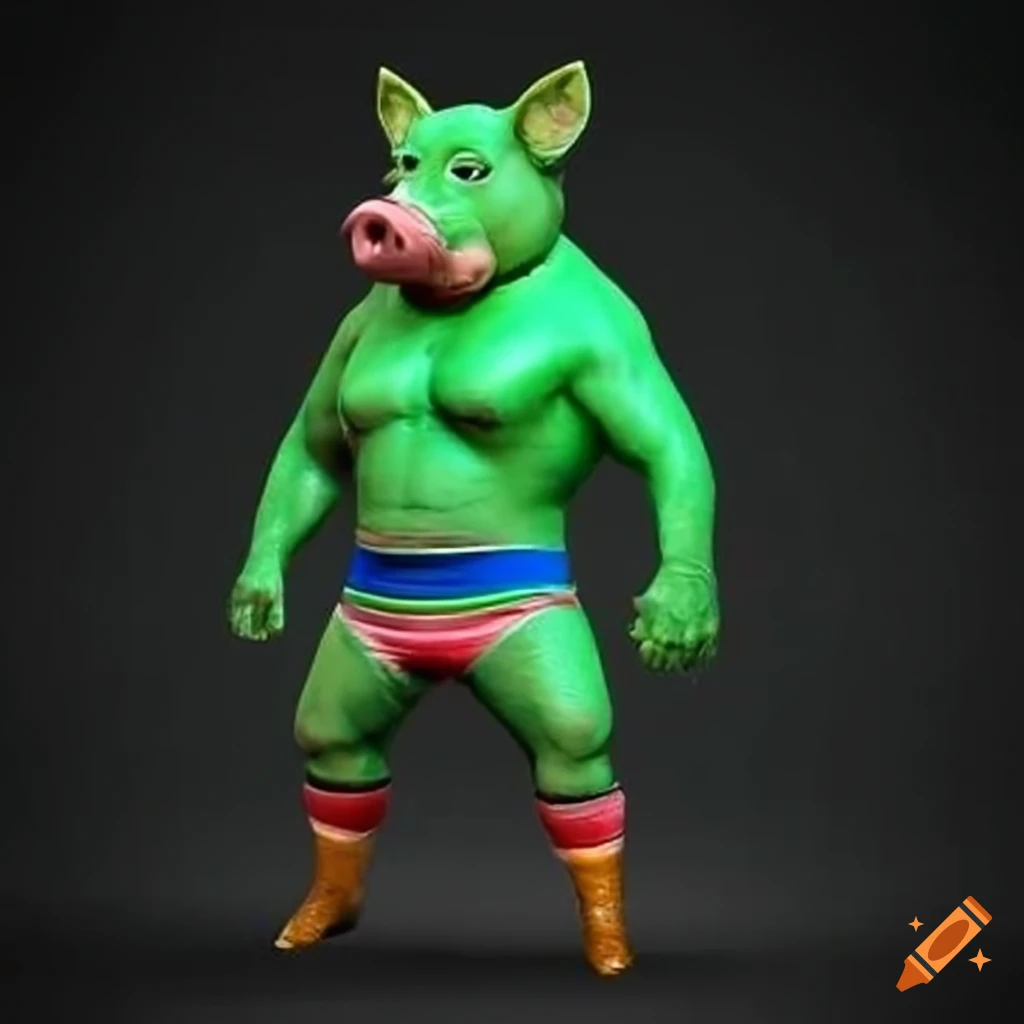 Green pig wrestler