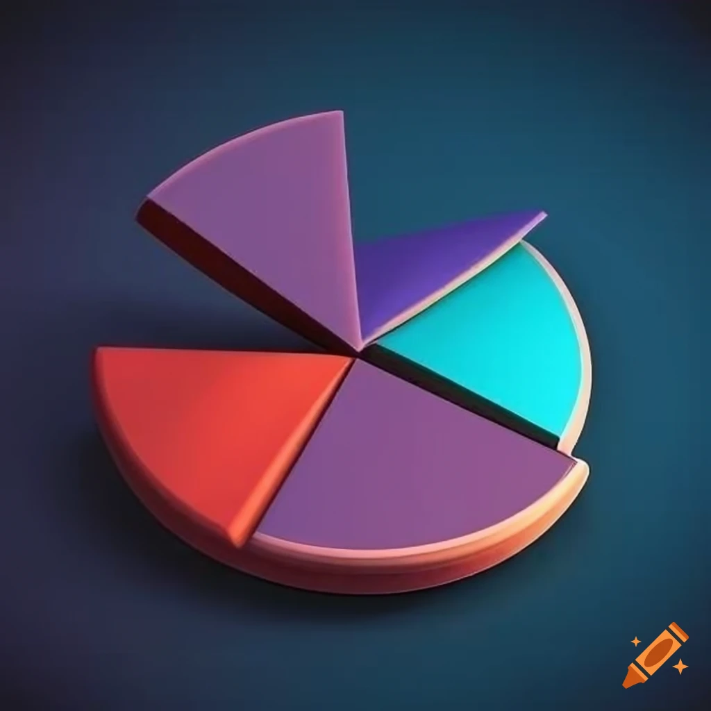 Sleek 3D pie chart representing financial data on Craiyon