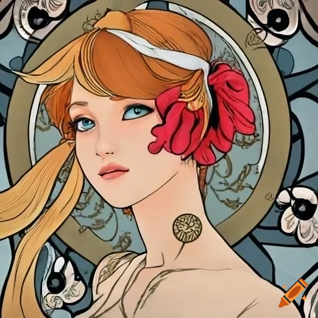 Miraculous Ladybug artwork in Alfons Mucha style on Craiyon