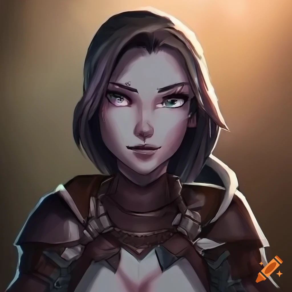 Character illustration of a white-haired half-elf rogue cleric on Craiyon