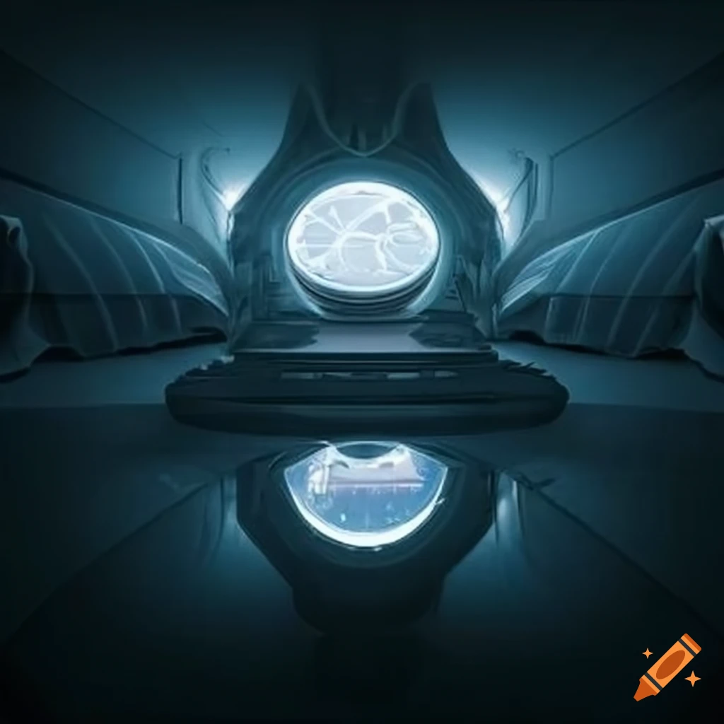 Interior of a white spaceship with gothic elements on Craiyon