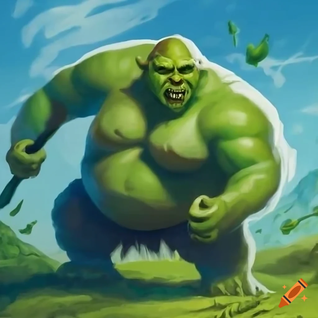 Illustration of a dancing orc in a fantasy setting on Craiyon