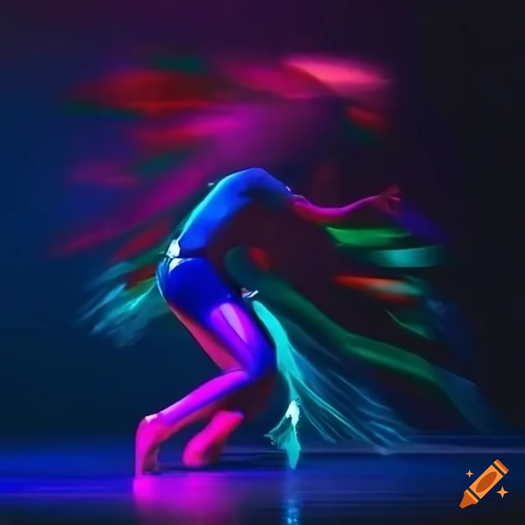 Vibrant dancers in a futuristic underground rave on Craiyon