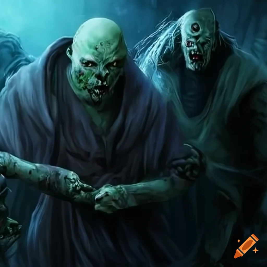 Horde of zombies in a fantasy scene on Craiyon