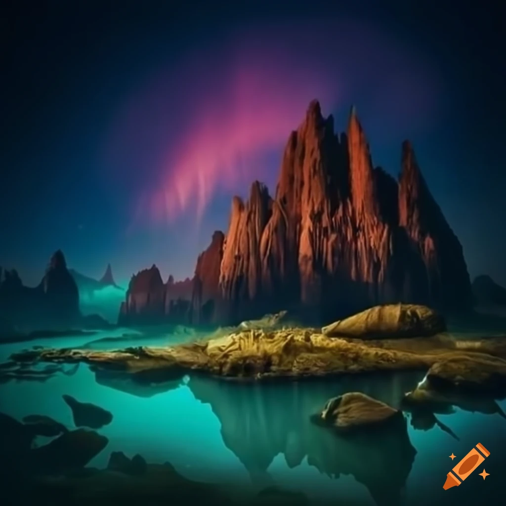 Artistic depiction of exploring different realms on Craiyon