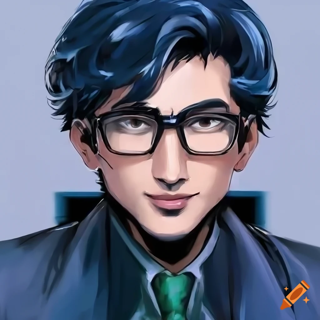 Highly detailed anime portrait of a male office worker on Craiyon