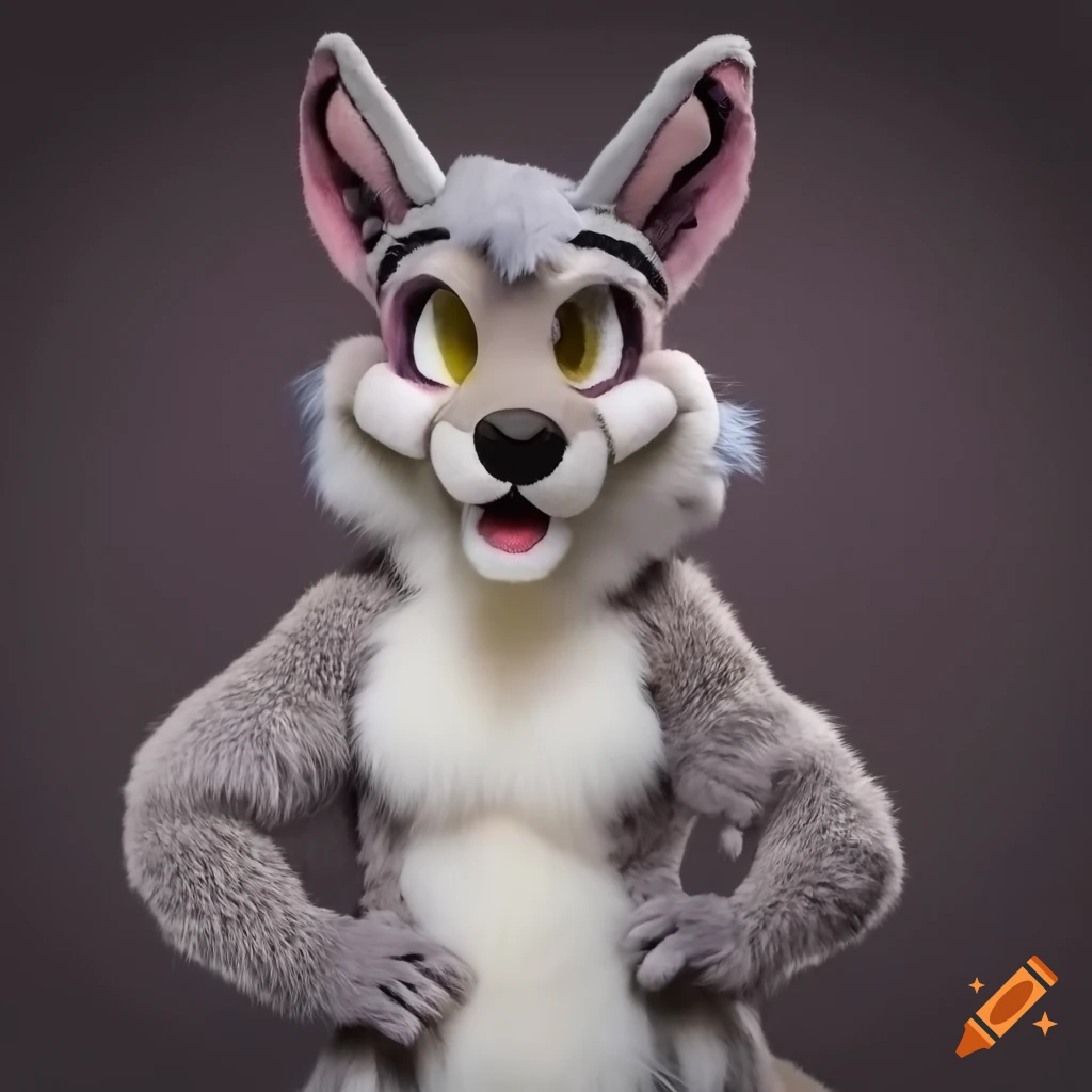 Photo Of A Grey Squirrel Fursuit With Colorful Hair On Craiyon