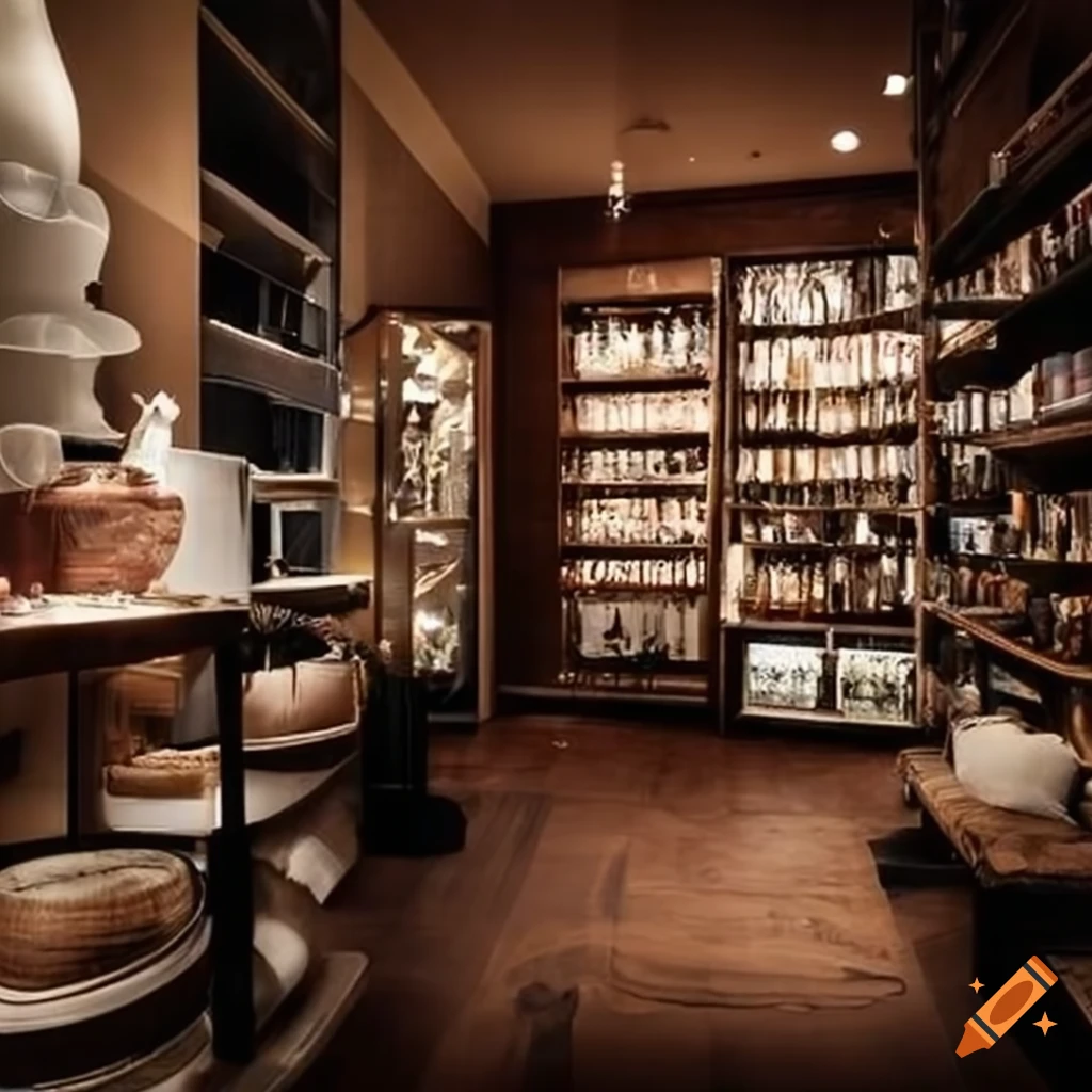 Interior of a beautifully designed home decor shop on Craiyon