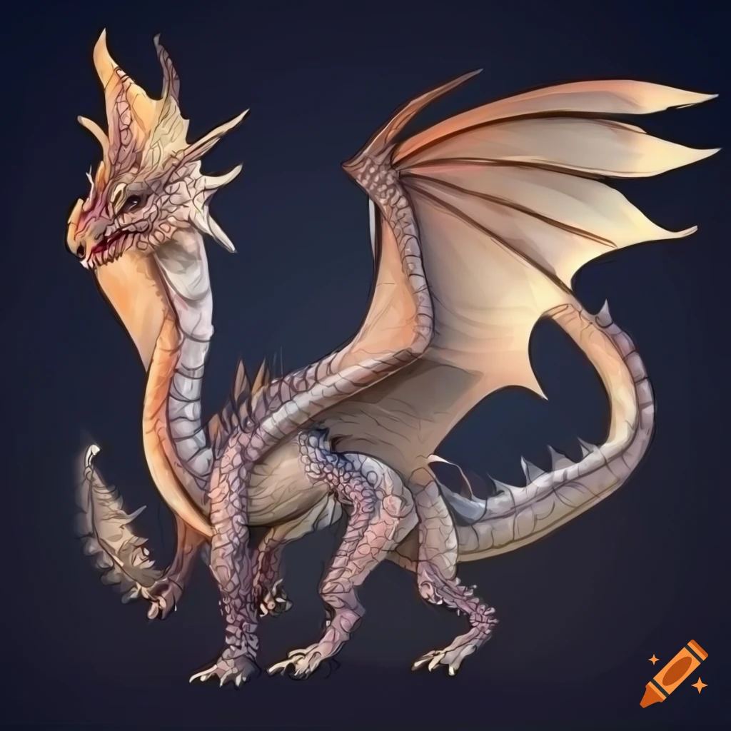 Side view illustration of a detailed dragon design on Craiyon