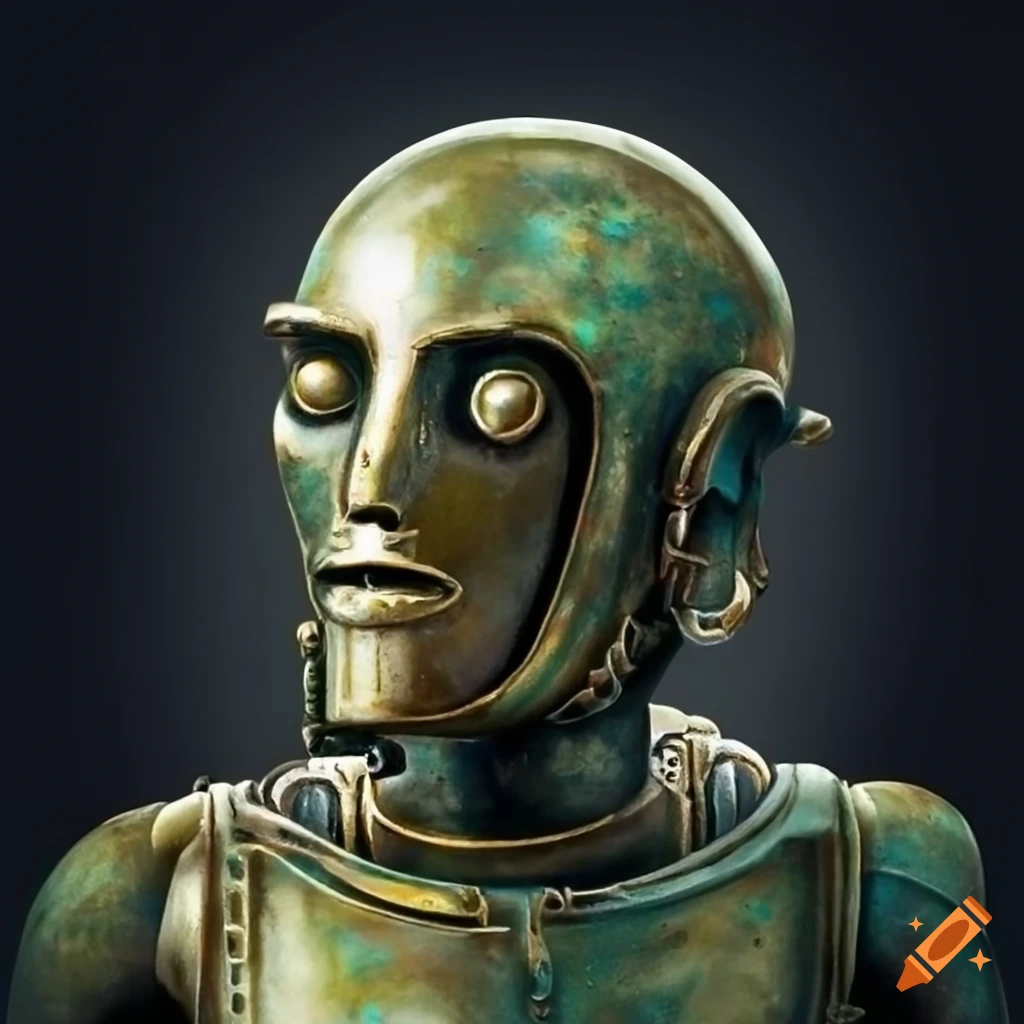 Bronze sculpture of an ancient Greek robot on Craiyon