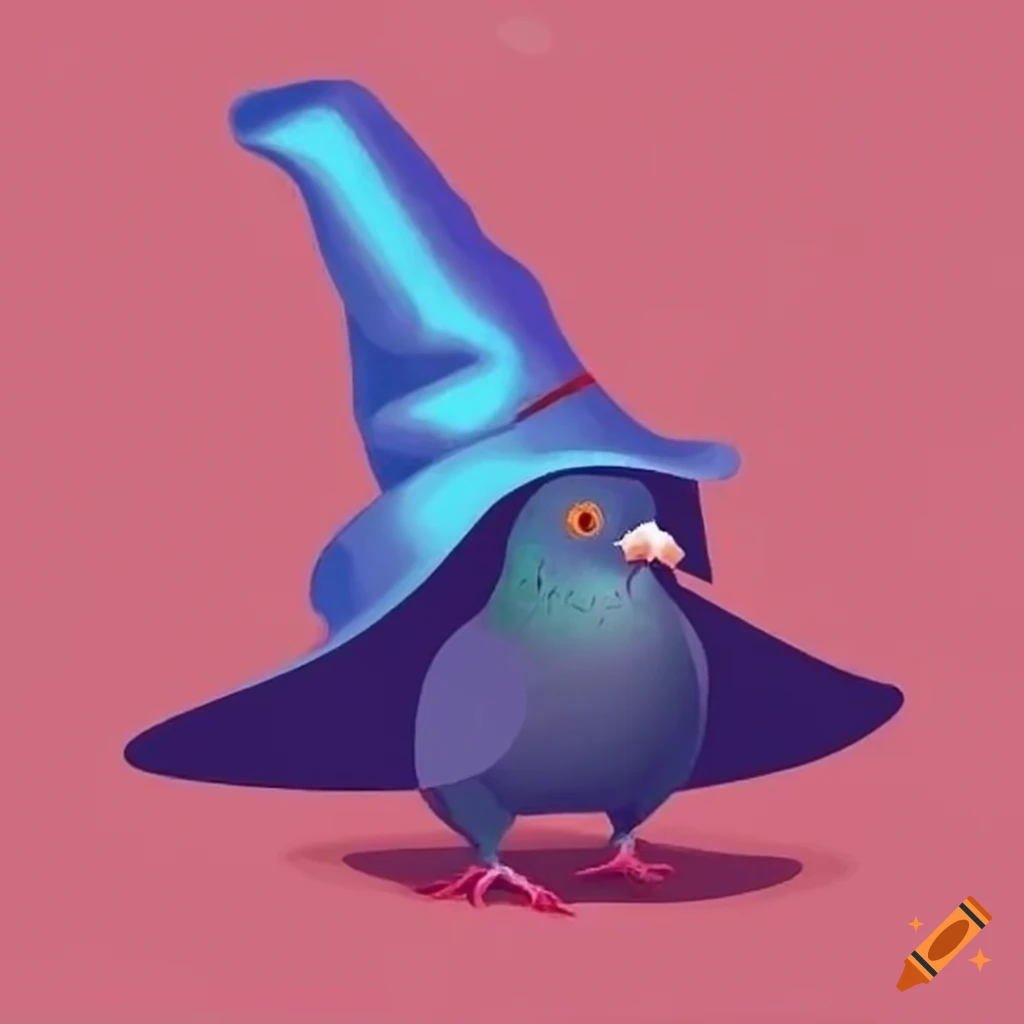 Pigeon wearing a wizard hat on Craiyon