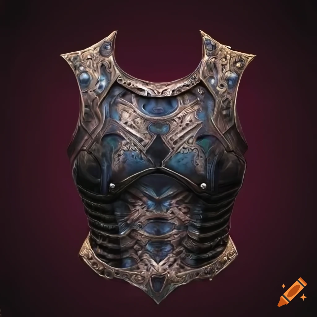 Fantasy chestplate with black aura texture on Craiyon