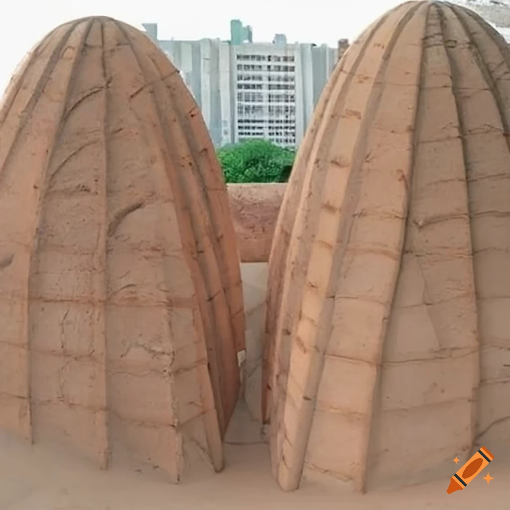 Organic architectural structure resembling a seed on Craiyon