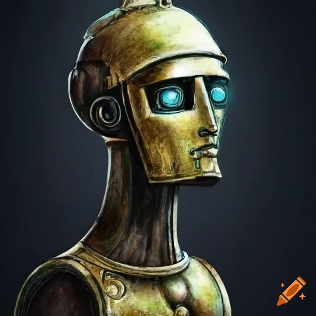 Bronze statue of an ancient Greek robot on Craiyon