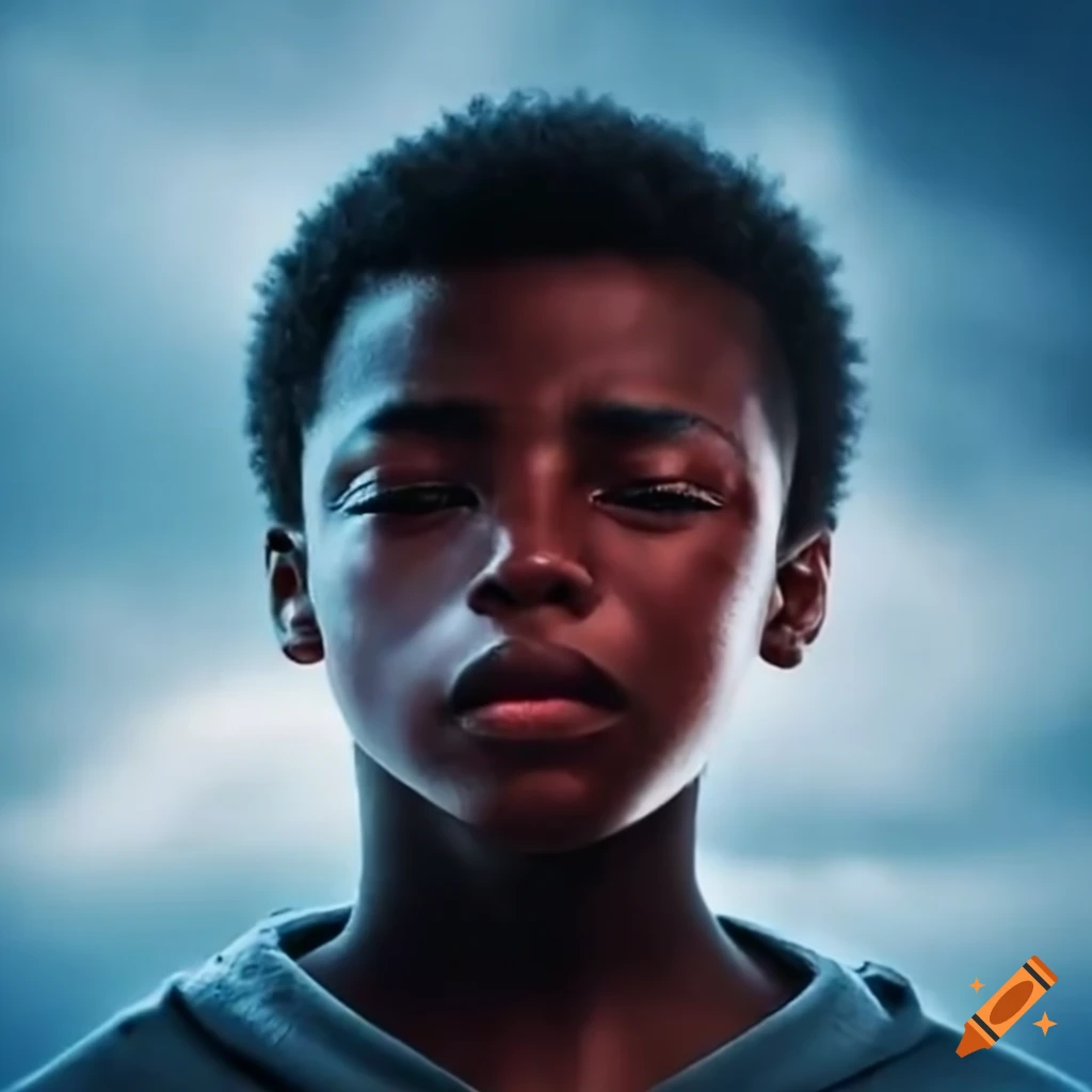 Emotional image of a falling black teenage boy on Craiyon