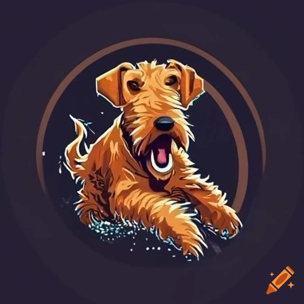 Circular basketball team logo with airedale terrier mascot on Craiyon