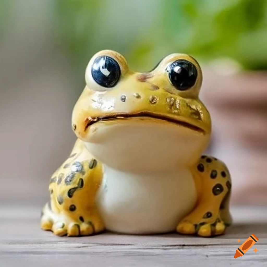 Detailed ceramic figure of a cute toad on Craiyon