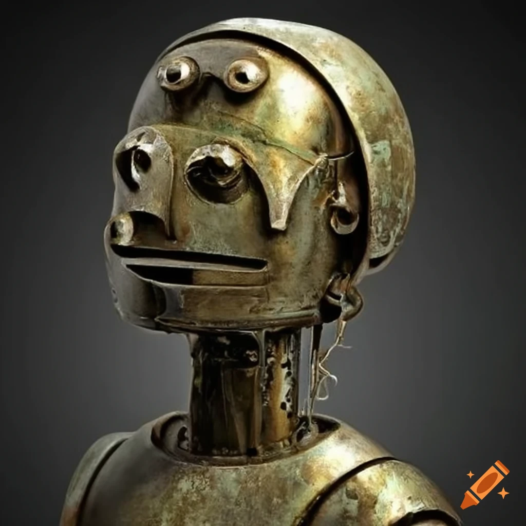 Bronze sculpture of an ancient Greek robot on Craiyon
