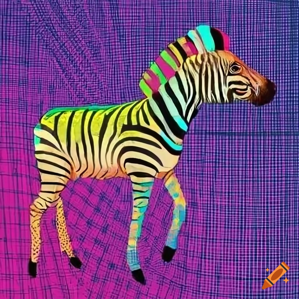 Pop art zebra partying under a disco ball on Craiyon