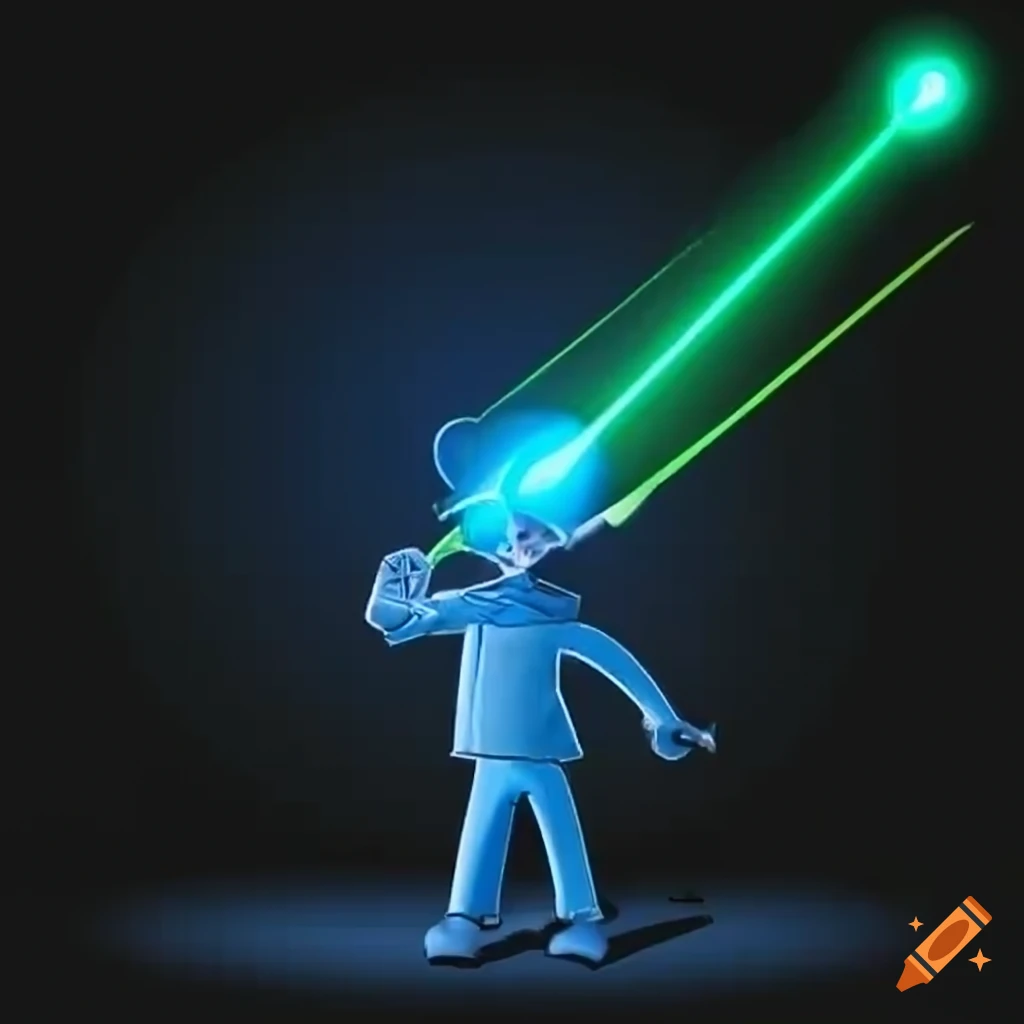 Cartoon man shooting lasers on Craiyon