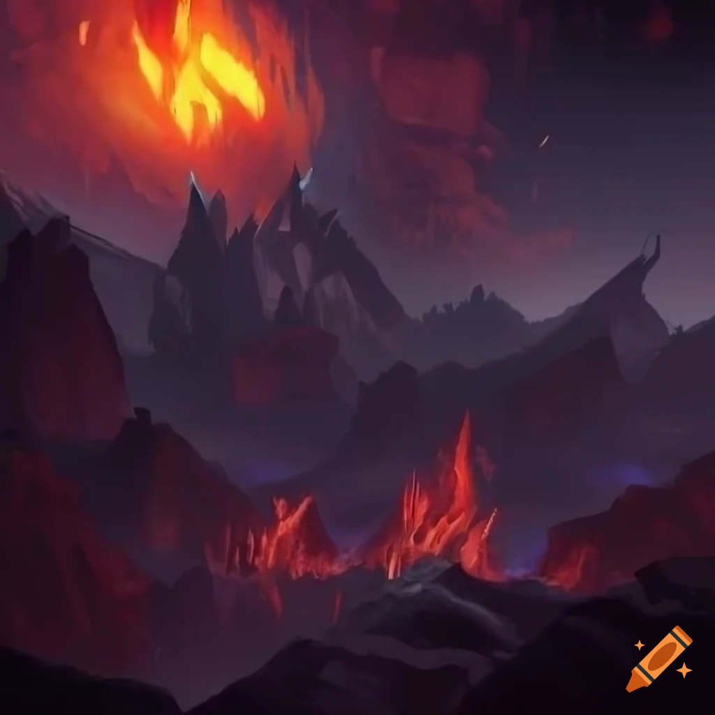 Photorealistic depiction of a fiery dungeon on Craiyon