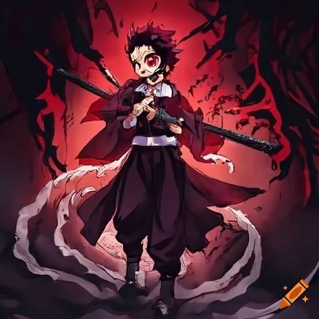 Illustration of Tanjiro's demon slaying blade on Craiyon