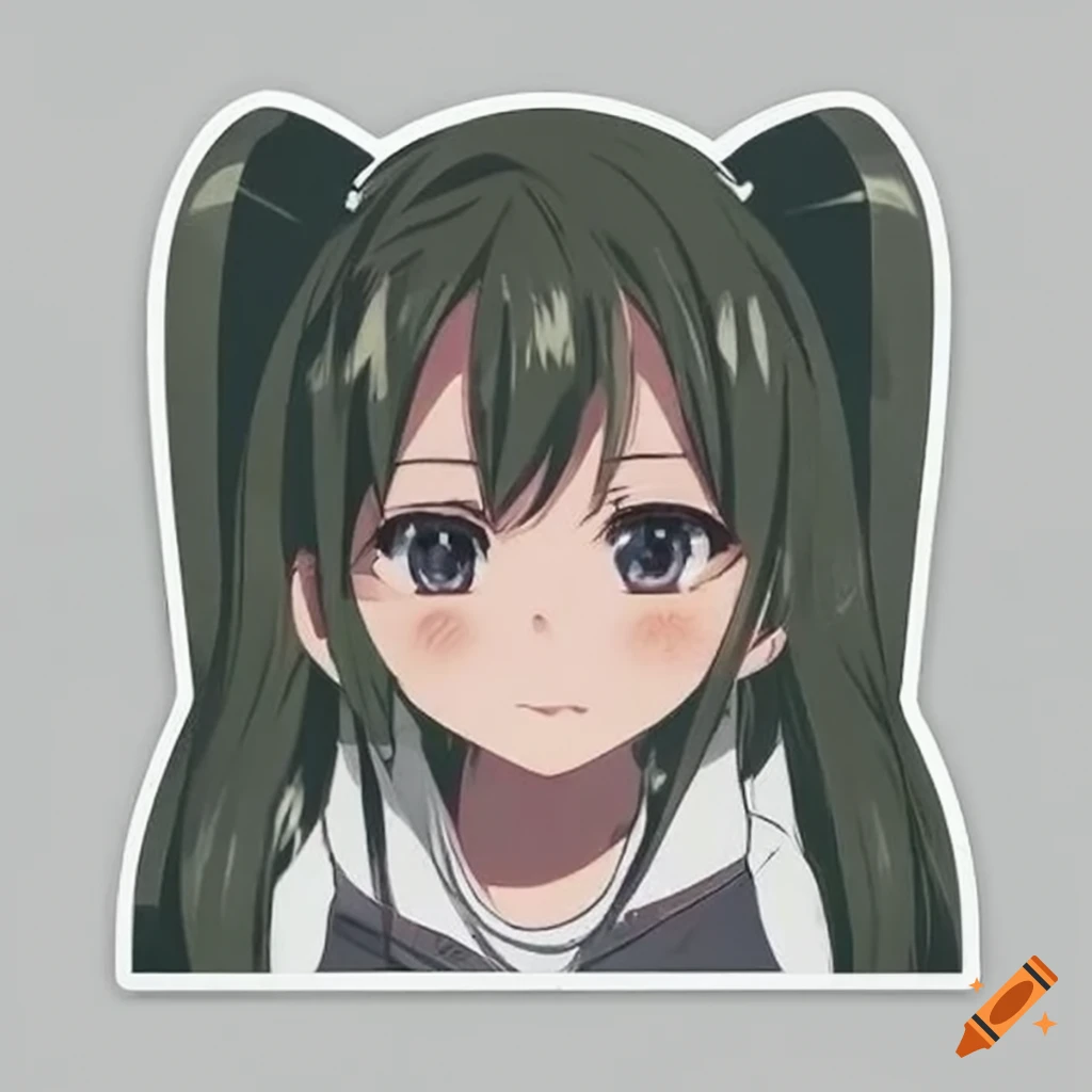 Die-cut sticker of an anime girl on a grey background on Craiyon