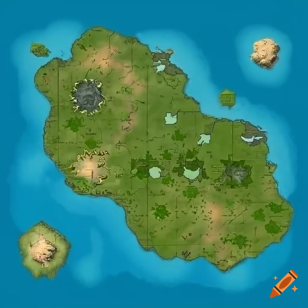 Jrpg game world map with diverse landscapes on Craiyon