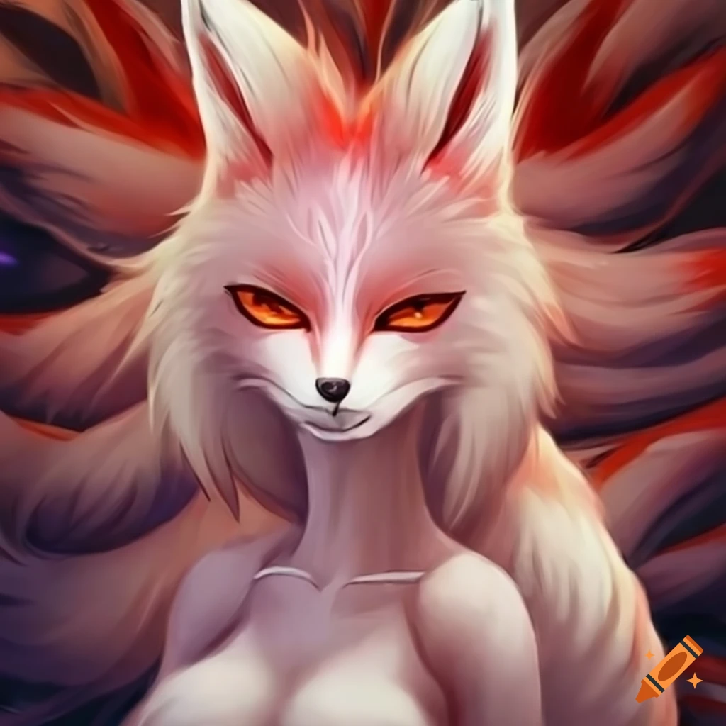 Artistic depiction of a nine-tailed kitsune on Craiyon