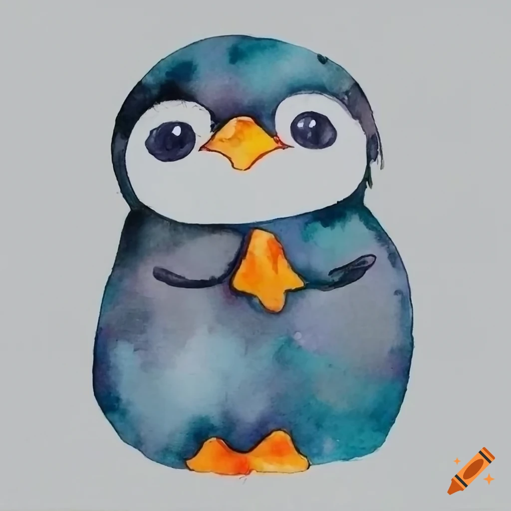 Cute drawing of happy penguins on Craiyon