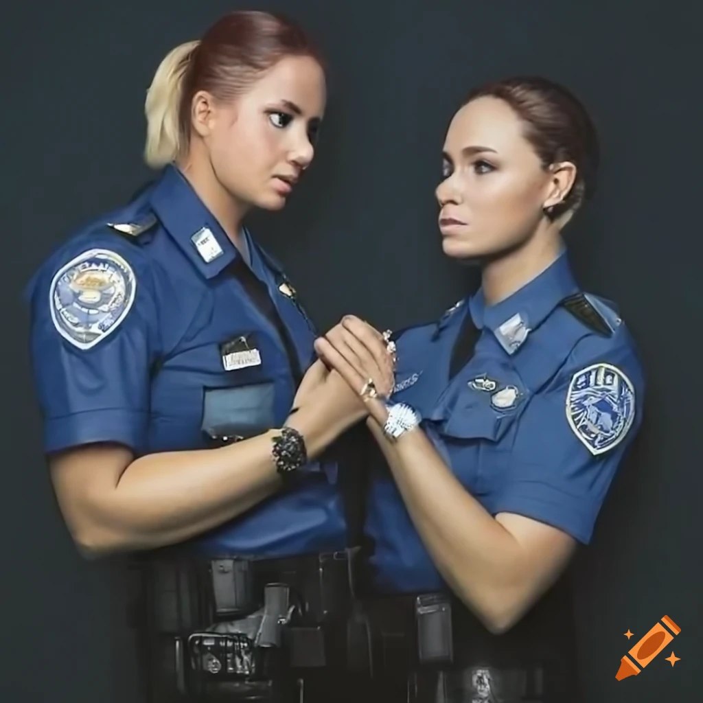 Hyperrealistic photograph of three policewomen embracing on Craiyon