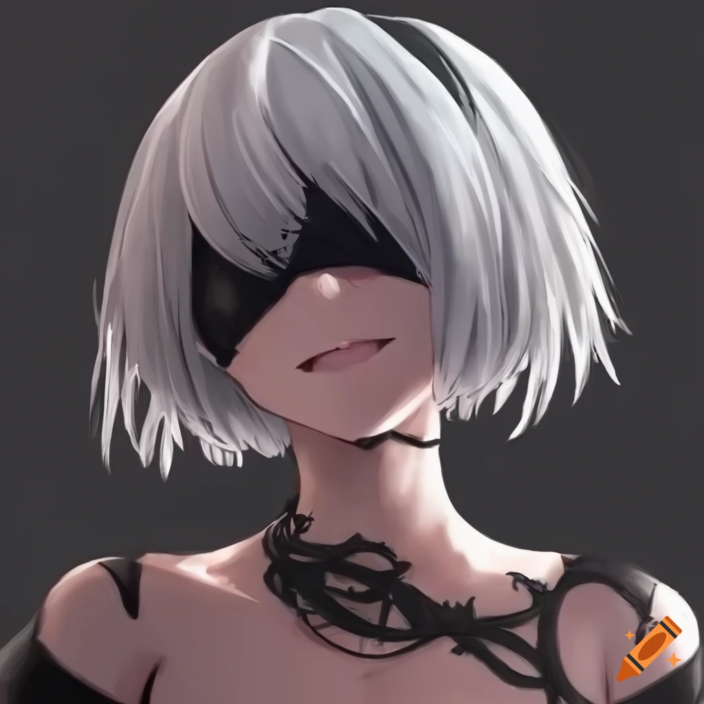 Smiling 2B character from Nier on Craiyon