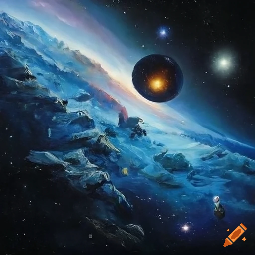 Oil painting of a surreal galaxy scene on Craiyon