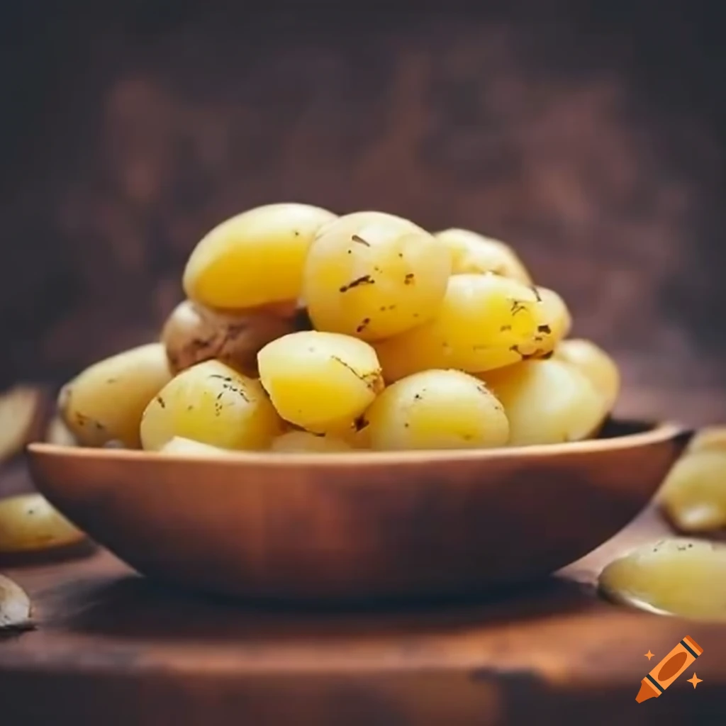 Rustic bowl of boiled potatoes on Craiyon